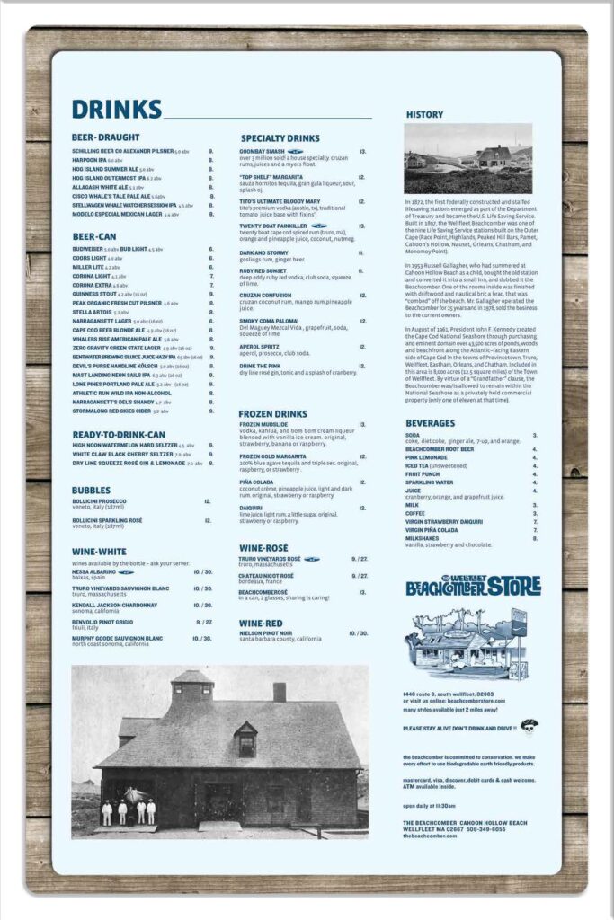 Food Menu – The beachcomber Wellfleet MA